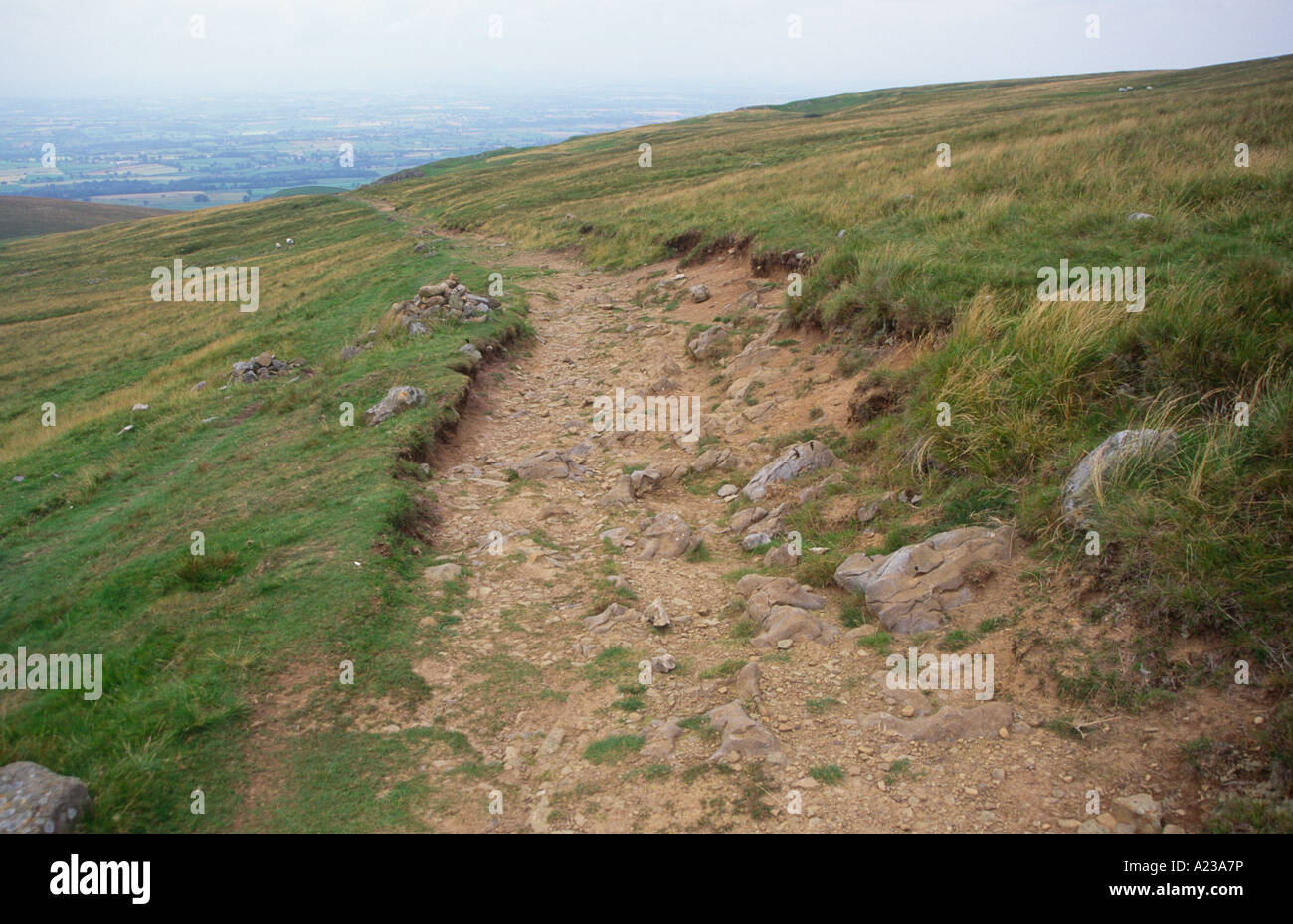 Footpath erosion on the Pennine Way, Dufton Fell, Cumbria, England ...