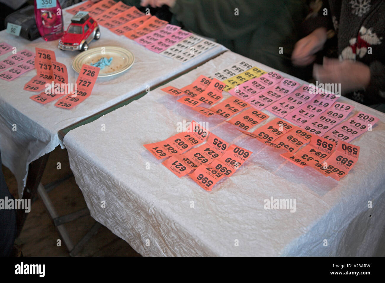 Raffle tickets at a village fete Stock Photo - Alamy