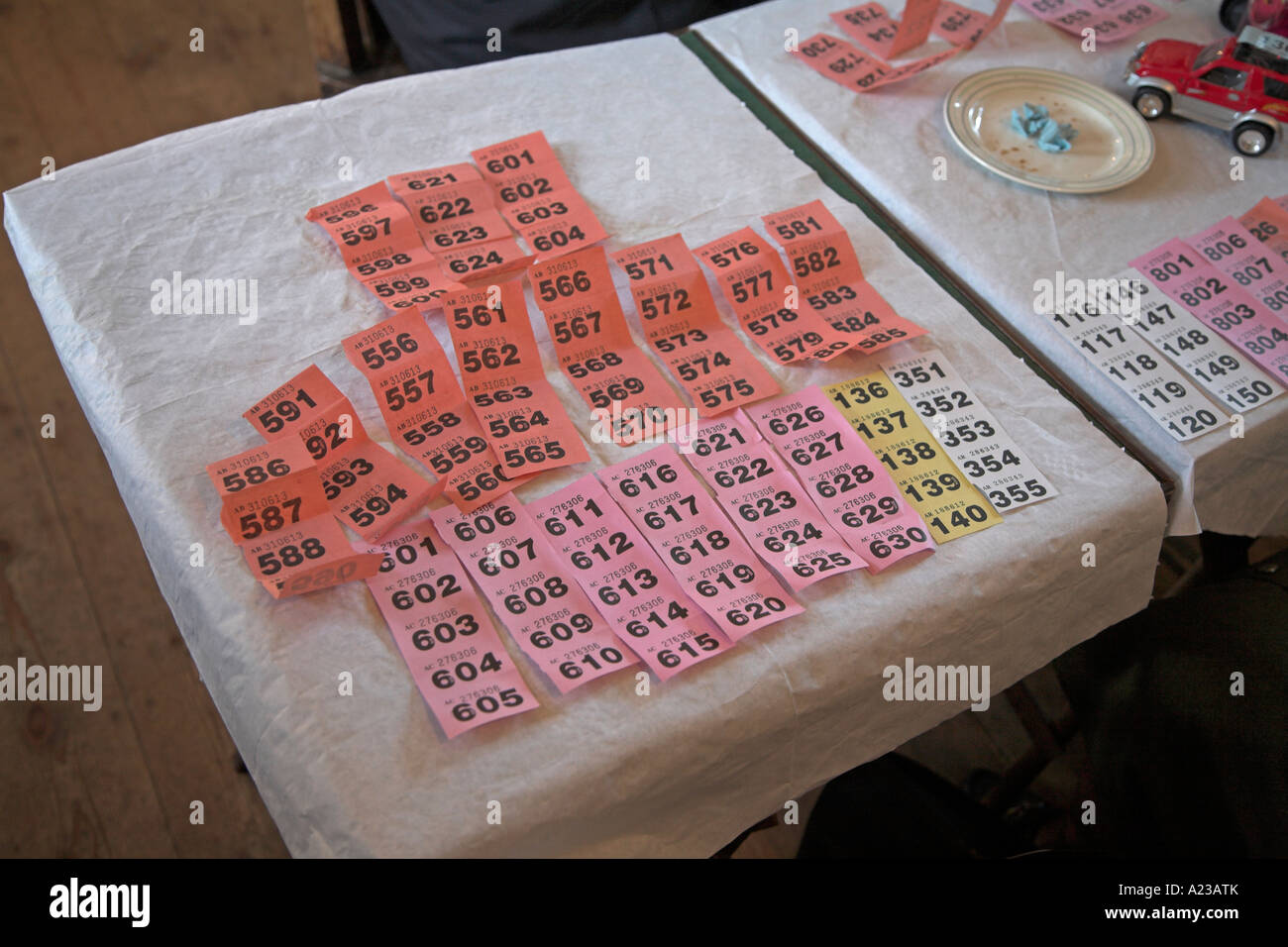 Raffle tickets at a village fete Stock Photo - Alamy