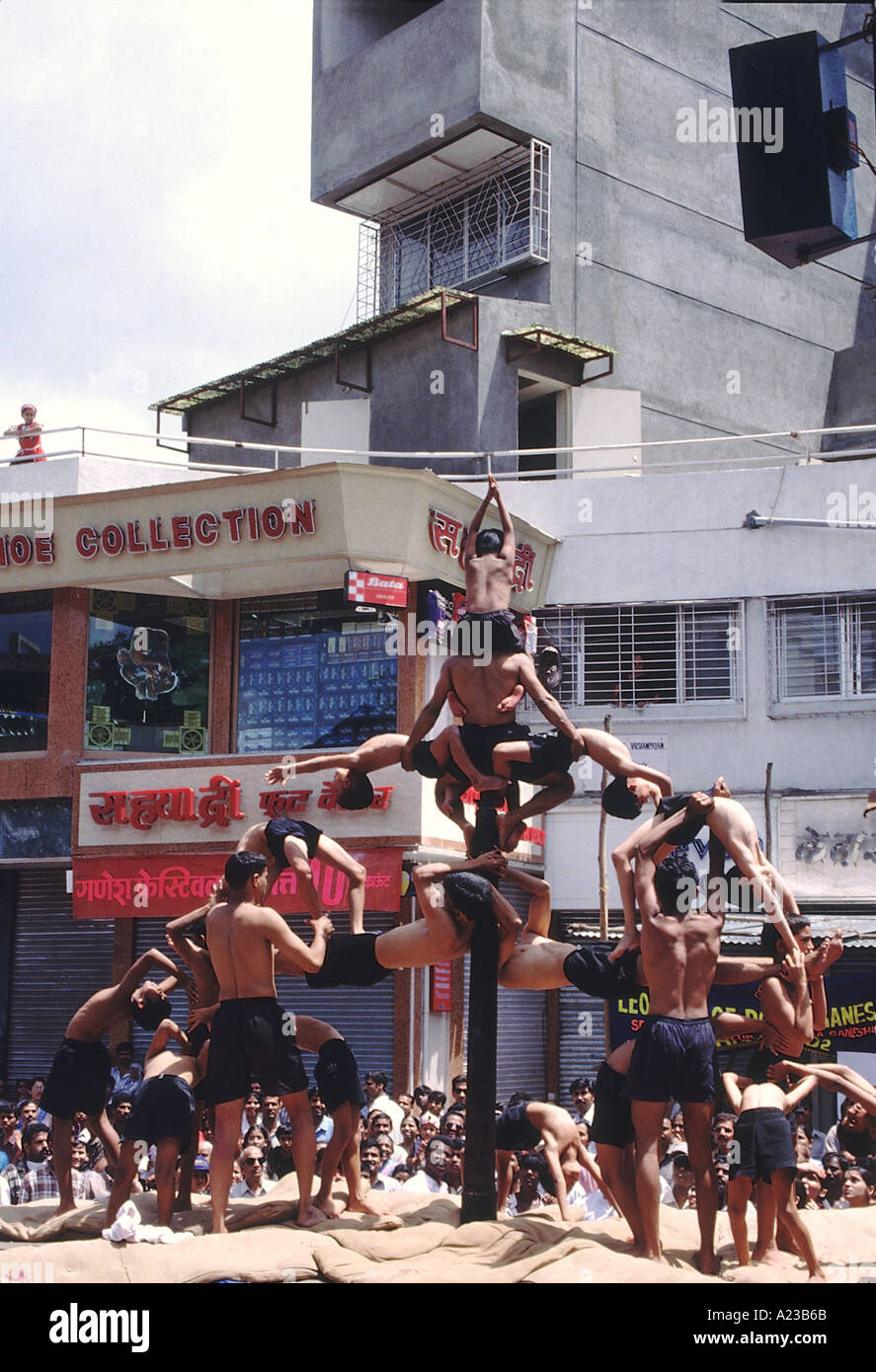 Ganesh Festival. People playing local games. Pune, India Stock Photo ...