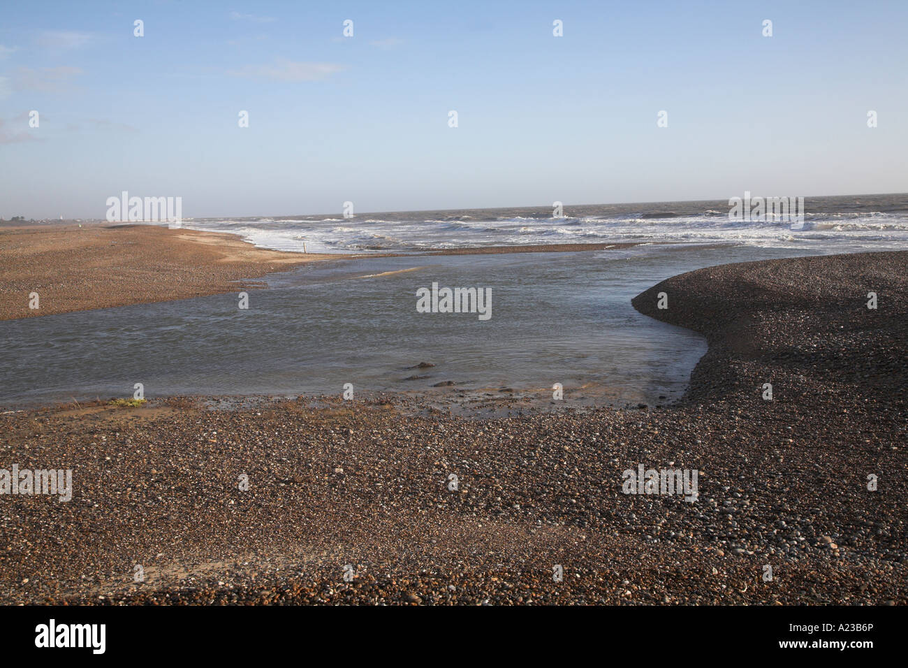Innundation by sea water flooding coastal bar breach by storms south of ...