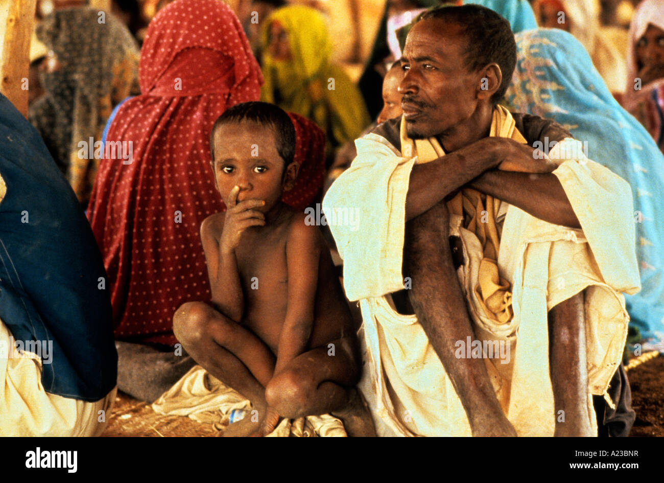 FAMINE IN SUDAN 1985 GIRBA REFUGEE CAMP ON BORDER WITH ETHIOPIA IN ...