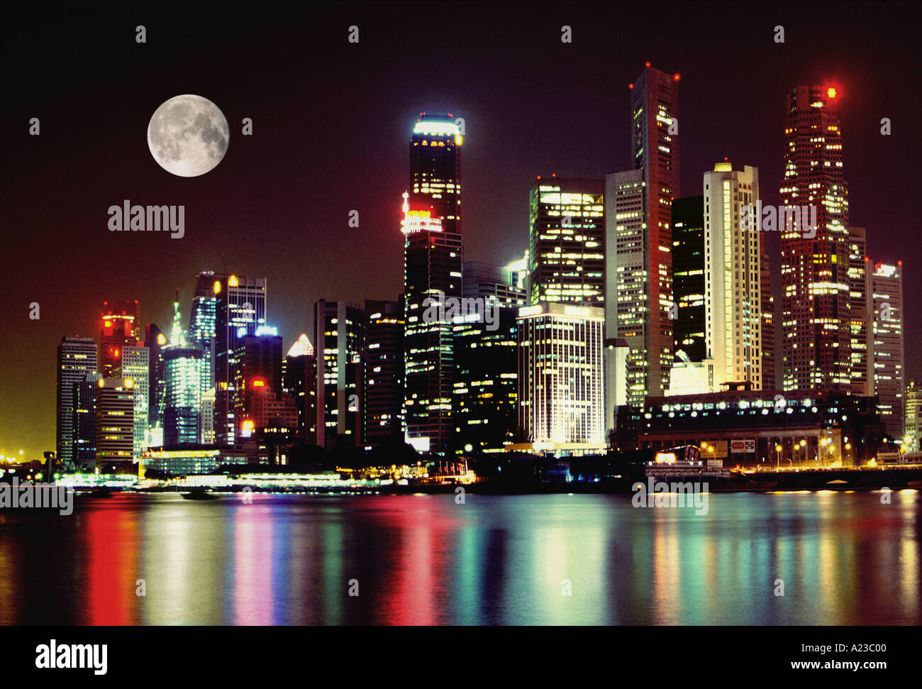 Singapore skyline moon hi-res stock photography and images - Alamy
