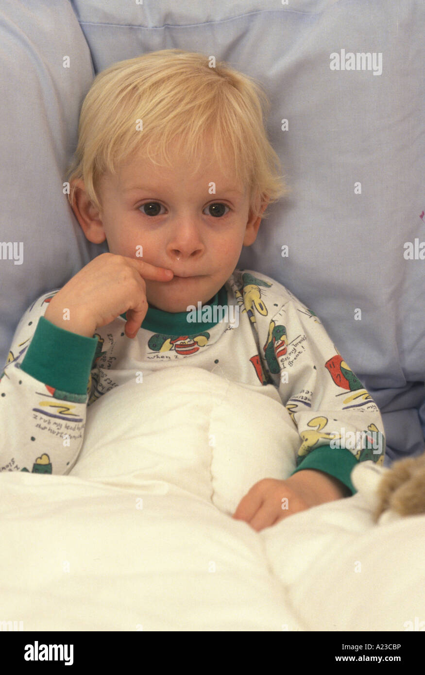 child in bed with cold Stock Photo - Alamy