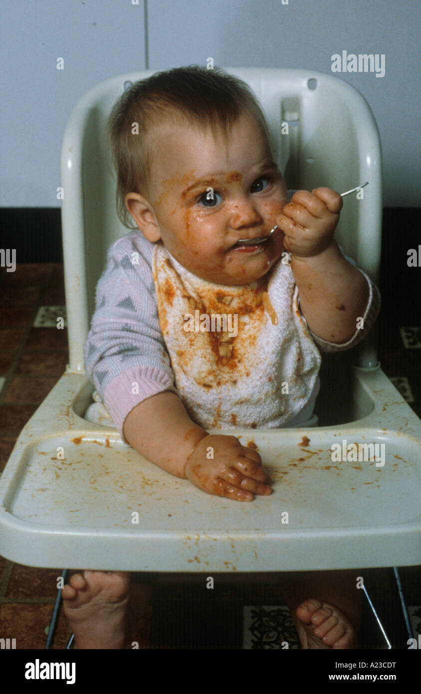 baby covered in mess Stock Photo - Alamy