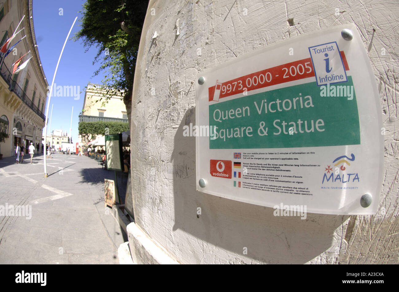 red green sign queen victoria square statue street Stock Photo - Alamy