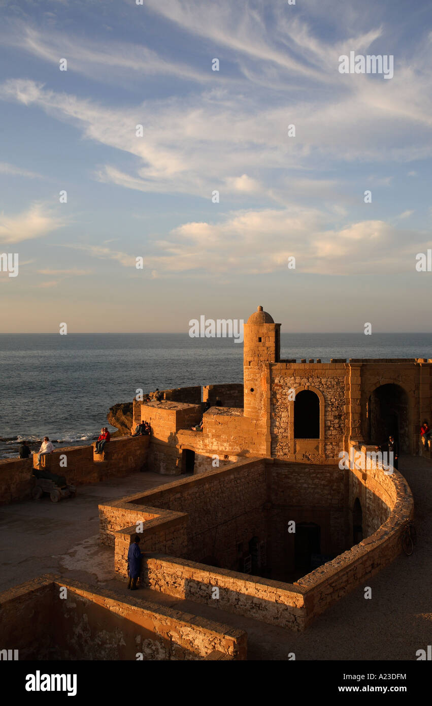 the old fort and turrets around the medina in essaouira morocco,shot at ...