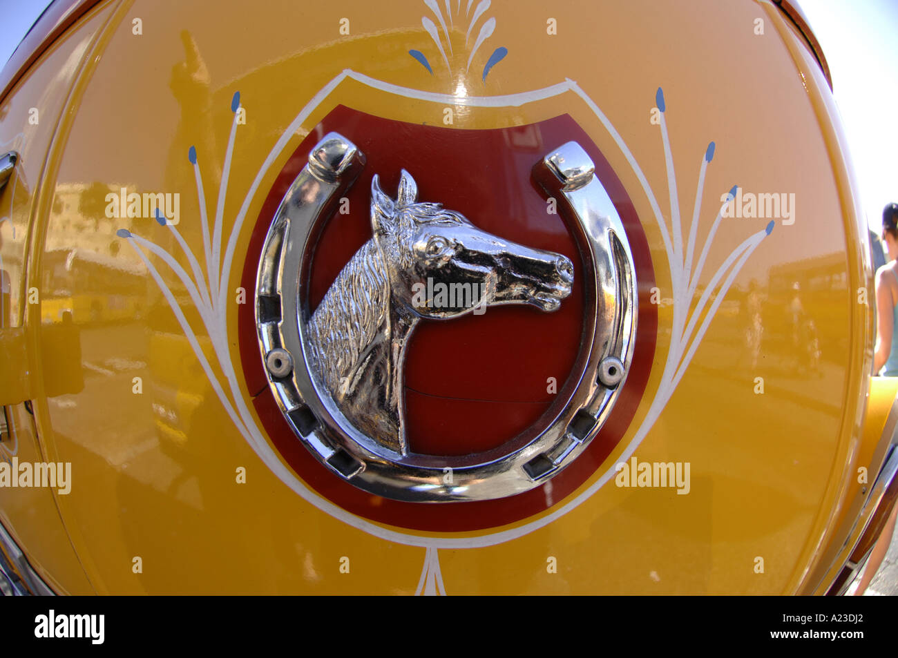 malta bus yellow front horse horseshoe traditional good luck symbol ...