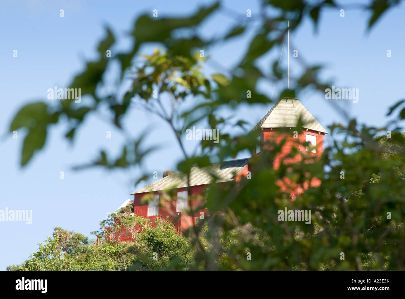 Gun Hill Signal Station through the leaves, St George, Barbados Stock ...