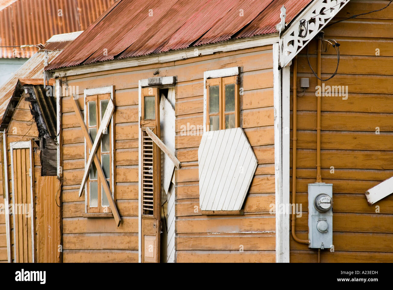 Boarded up chattel house, Mason Hall Street, Bridgetown, Barbados, 8/06 ...