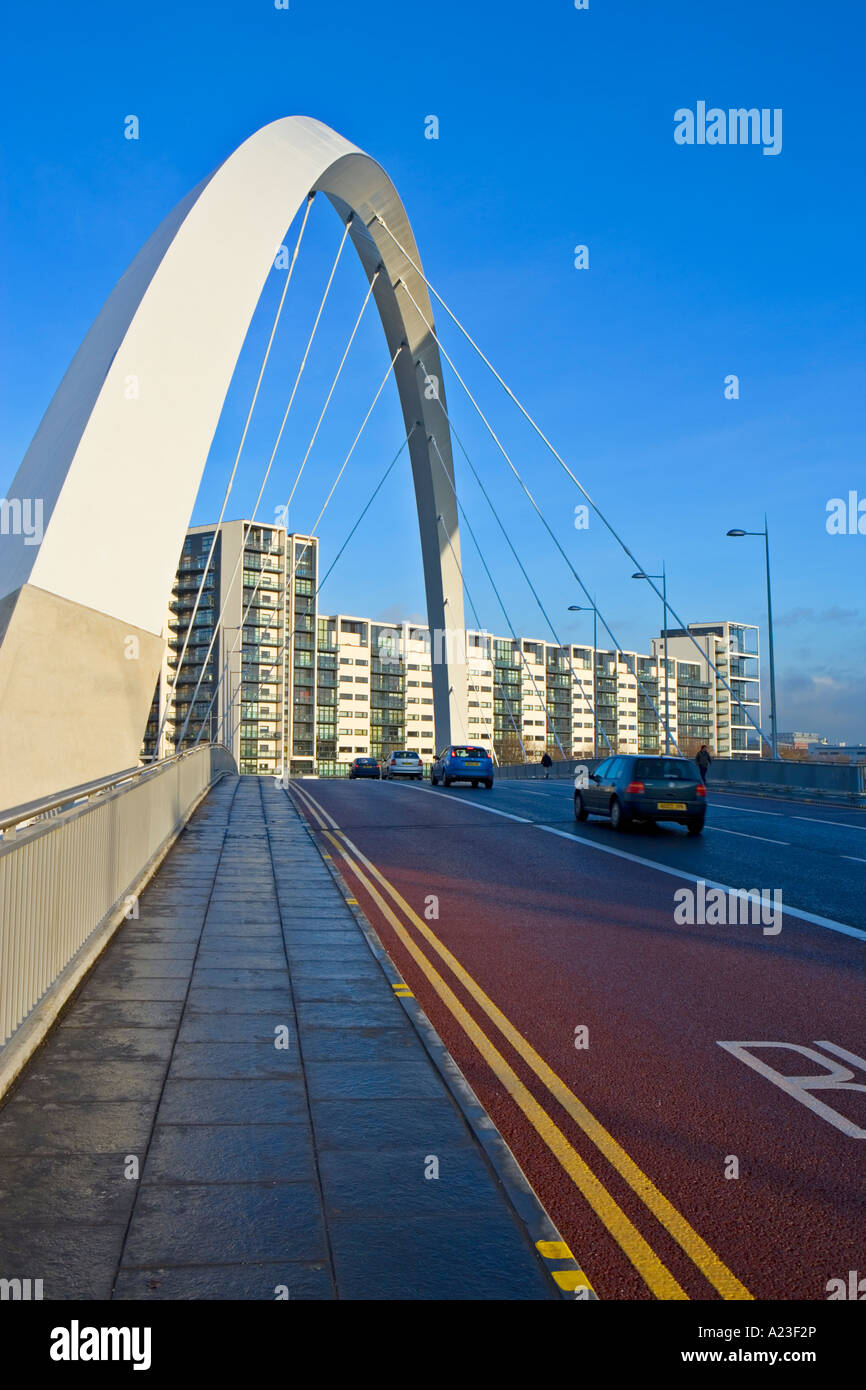 NEW BENDY BRIDGE OVER RIVER CLYDE GLASGOW NOW NAMED THE CLYDE ARC Stock ...