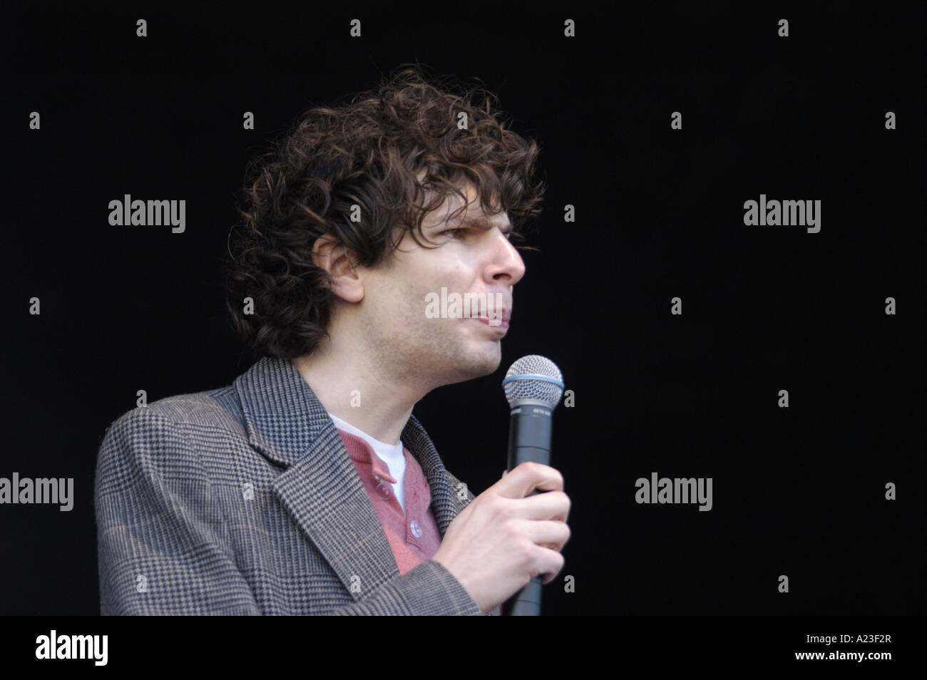 Simon Amstell speaking at the I Count Climate Change Demonstration ...