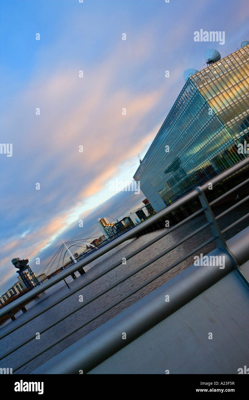 PACIFIC QUAY GLASGOW AND NEW BBC BUILDING GLASGOW SCOTLAND Stock Photo ...