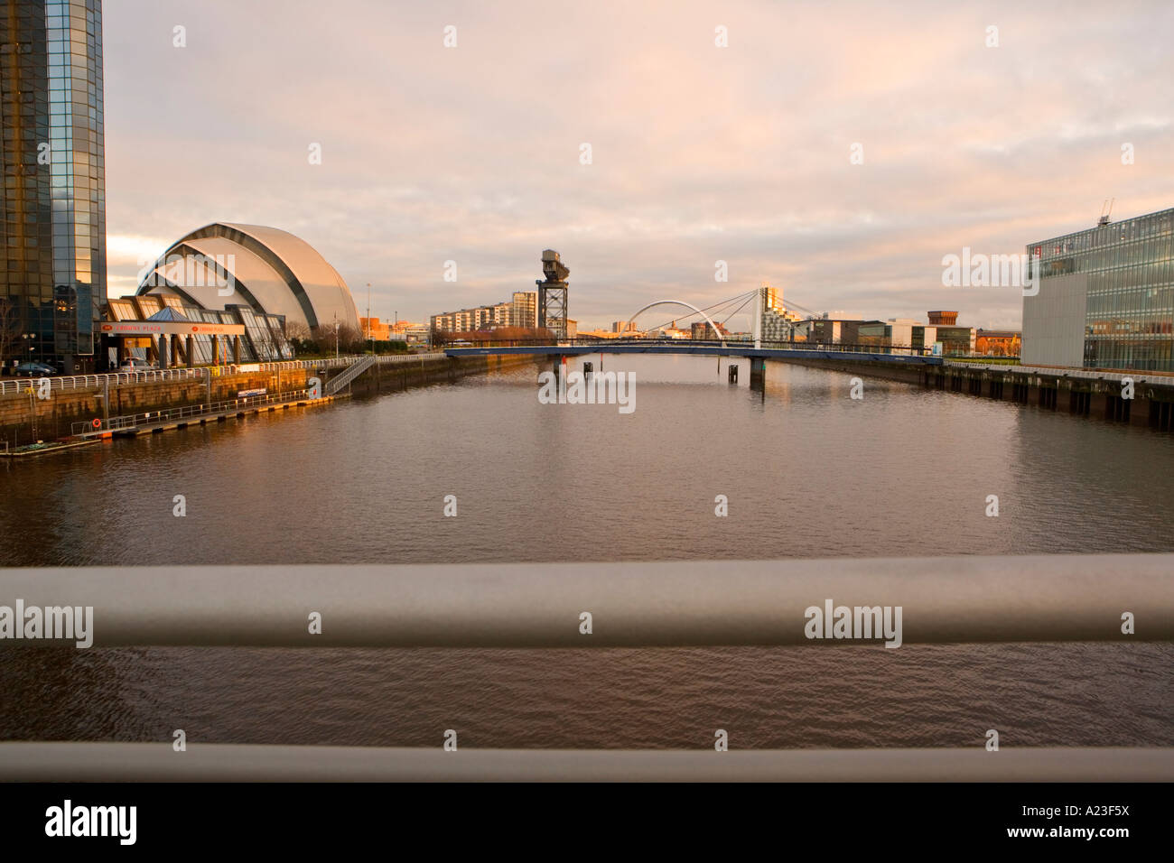 PACIFIC QUAY GLASGOW VIEWED FROM THE MILLENIUM BRIDGE Stock Photo - Alamy