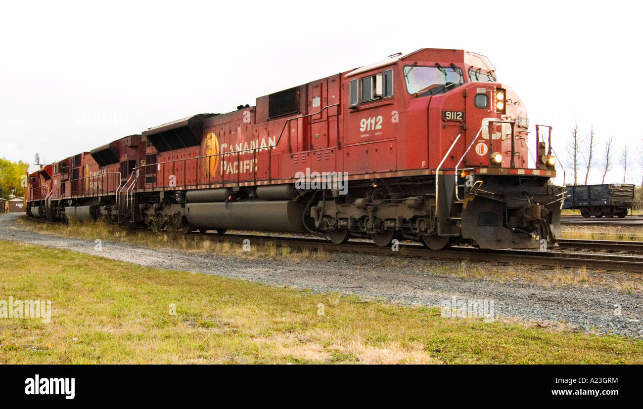 Canadian Pacific Railroad freight train leaving White River Stock Photo ...