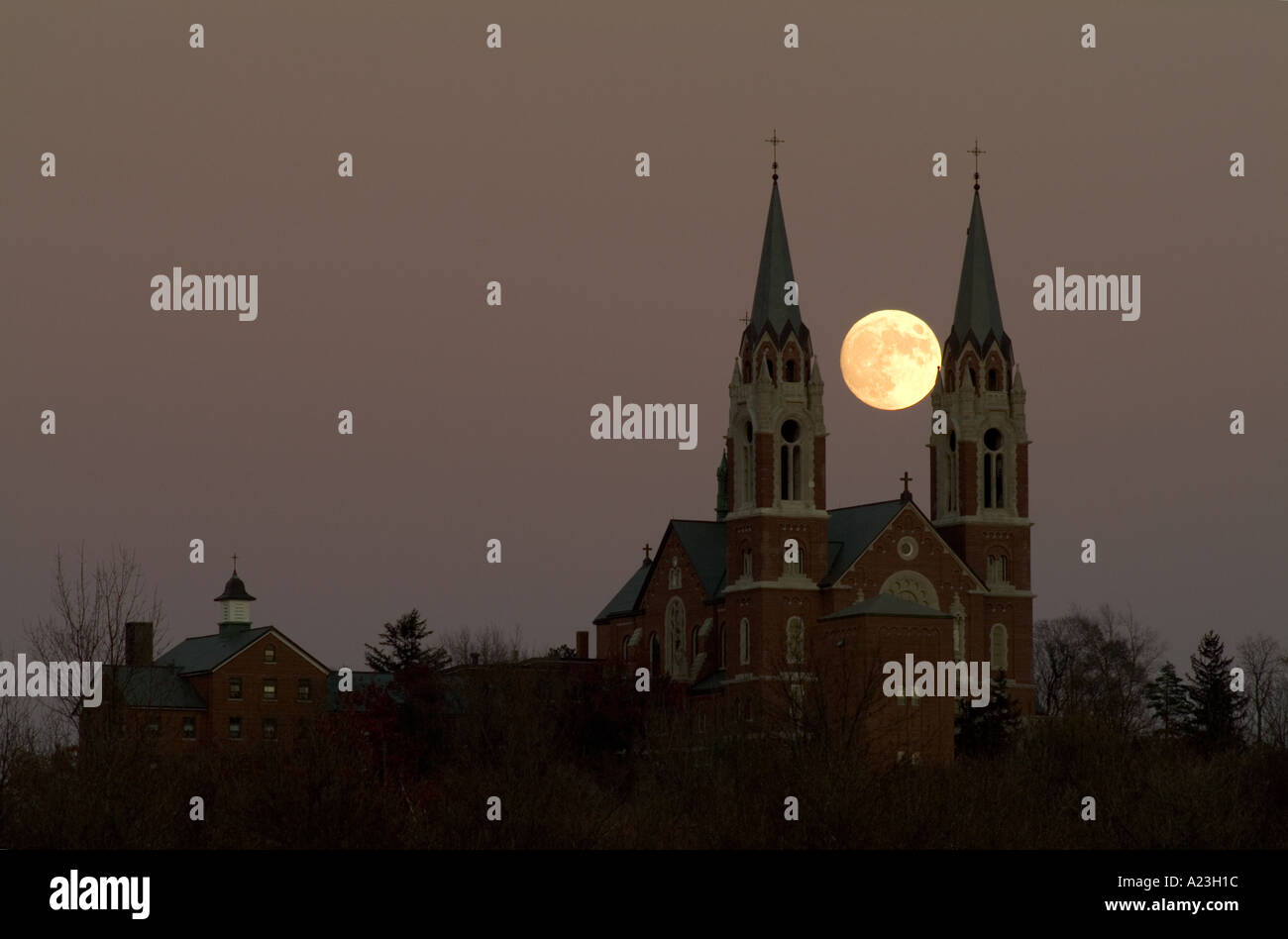 Holyhill church and full moon Stock Photo - Alamy