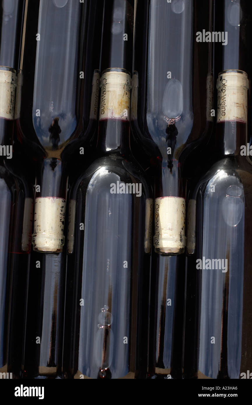 bottles of high quality organic wine Germany Stock Photo - Alamy