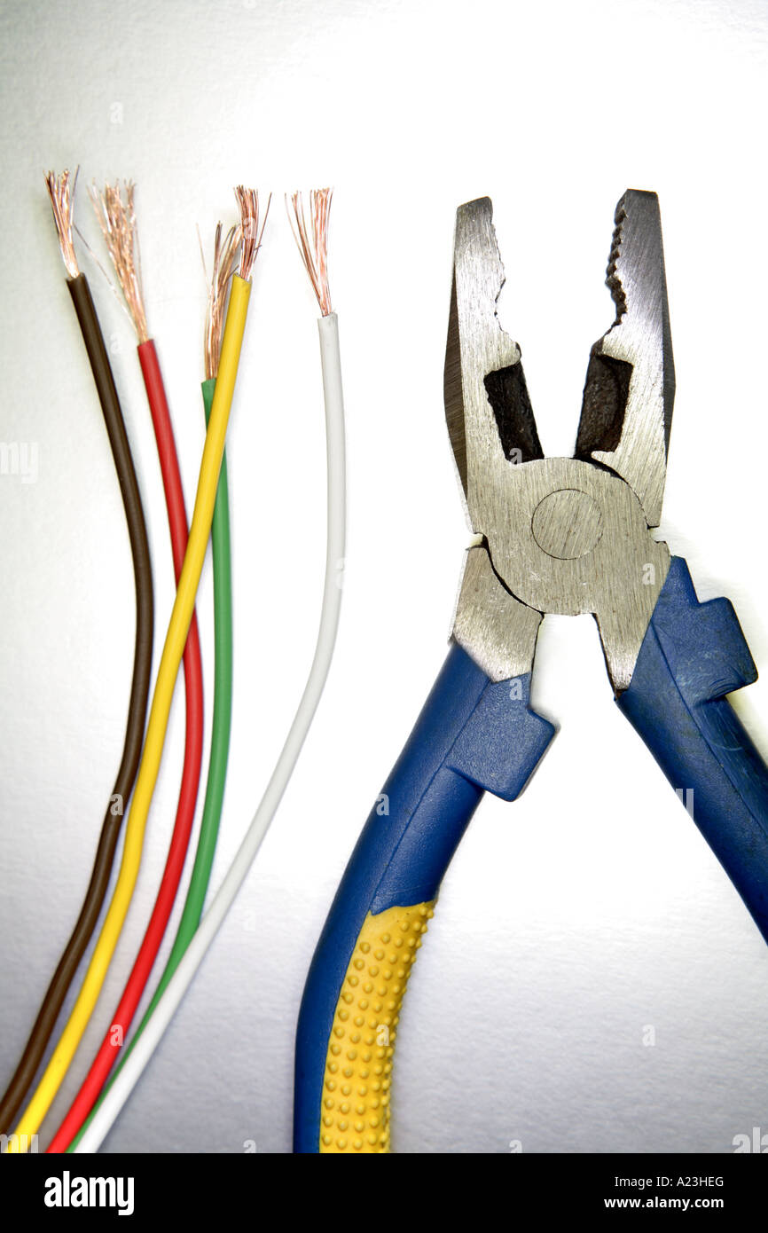 Wiring and pliers Stock Photo - Alamy
