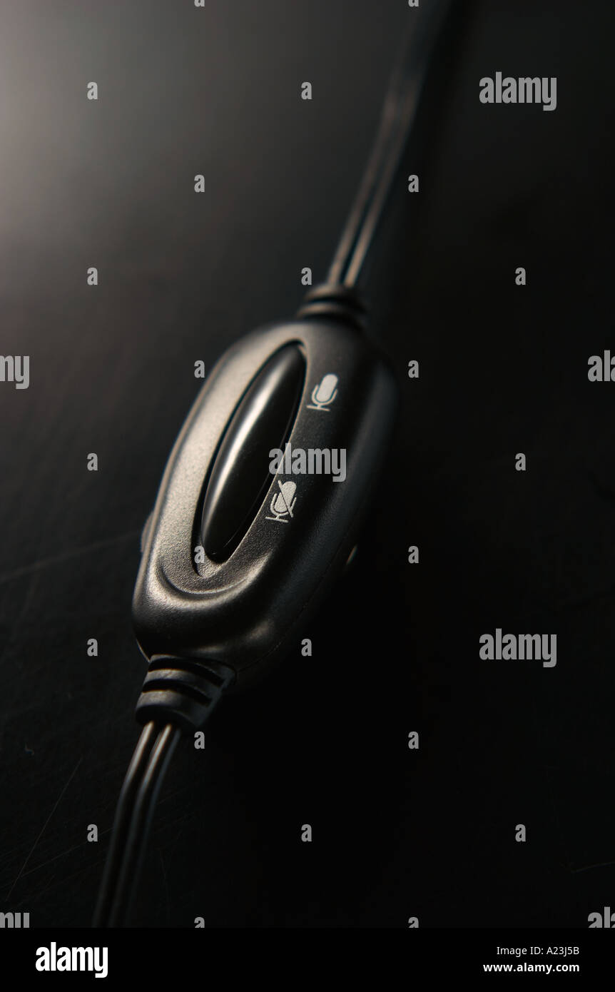 microphone switch detail of computer headset for VOIP Stock Photo - Alamy