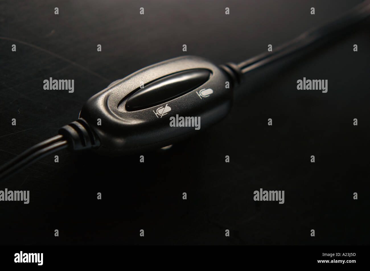microphone switch detail of computer headset for VOIP Stock Photo - Alamy