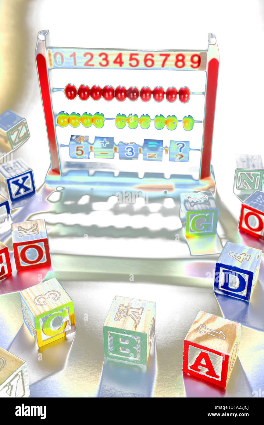 Learning blocks and abacus Stock Photo - Alamy