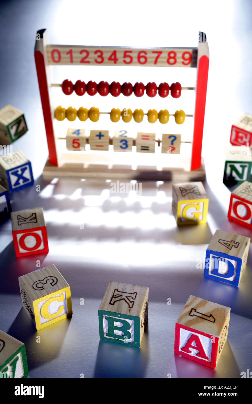 Learning blocks and abacus Stock Photo - Alamy