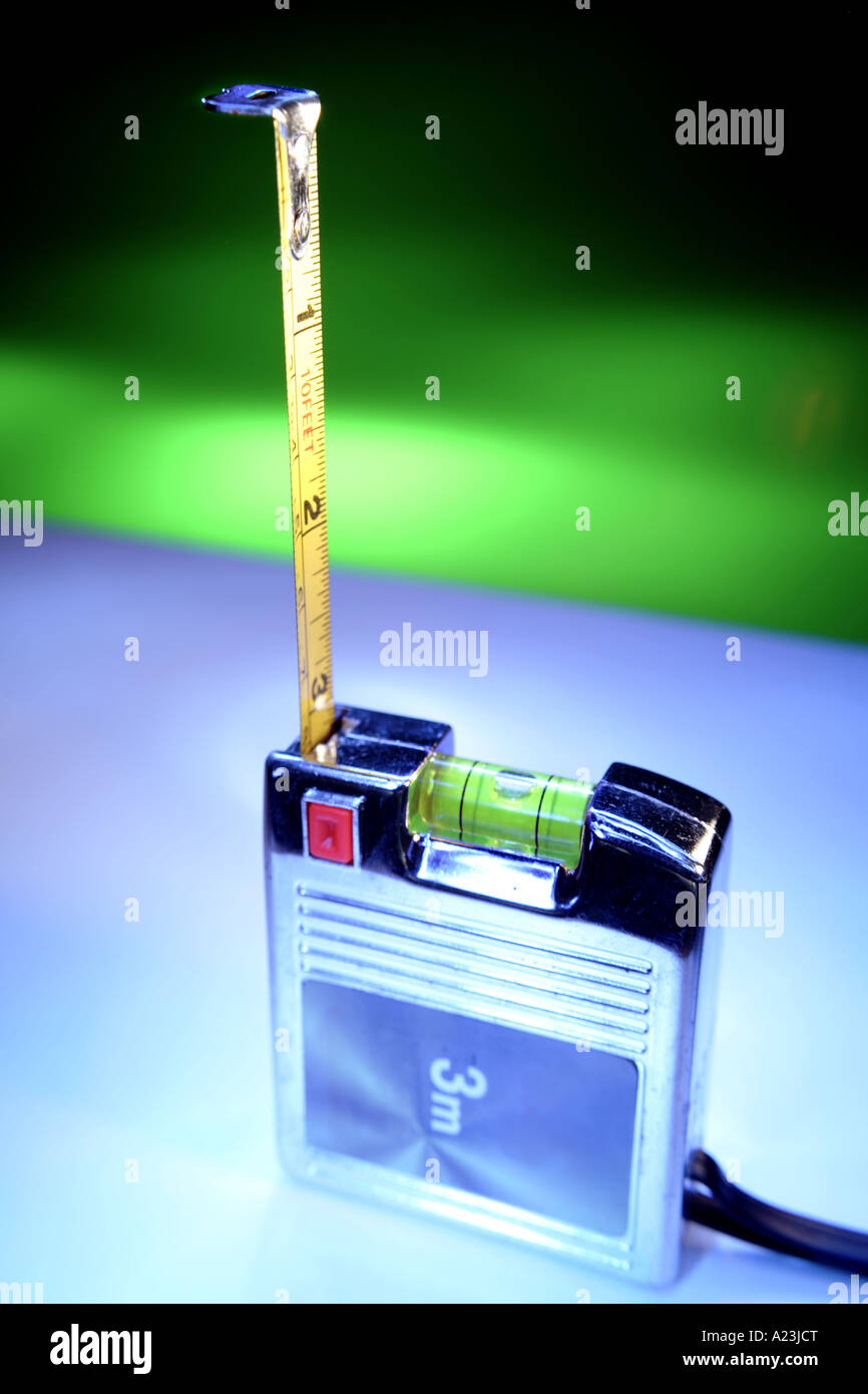 Tape measure with built-in spirit level Stock Photo - Alamy