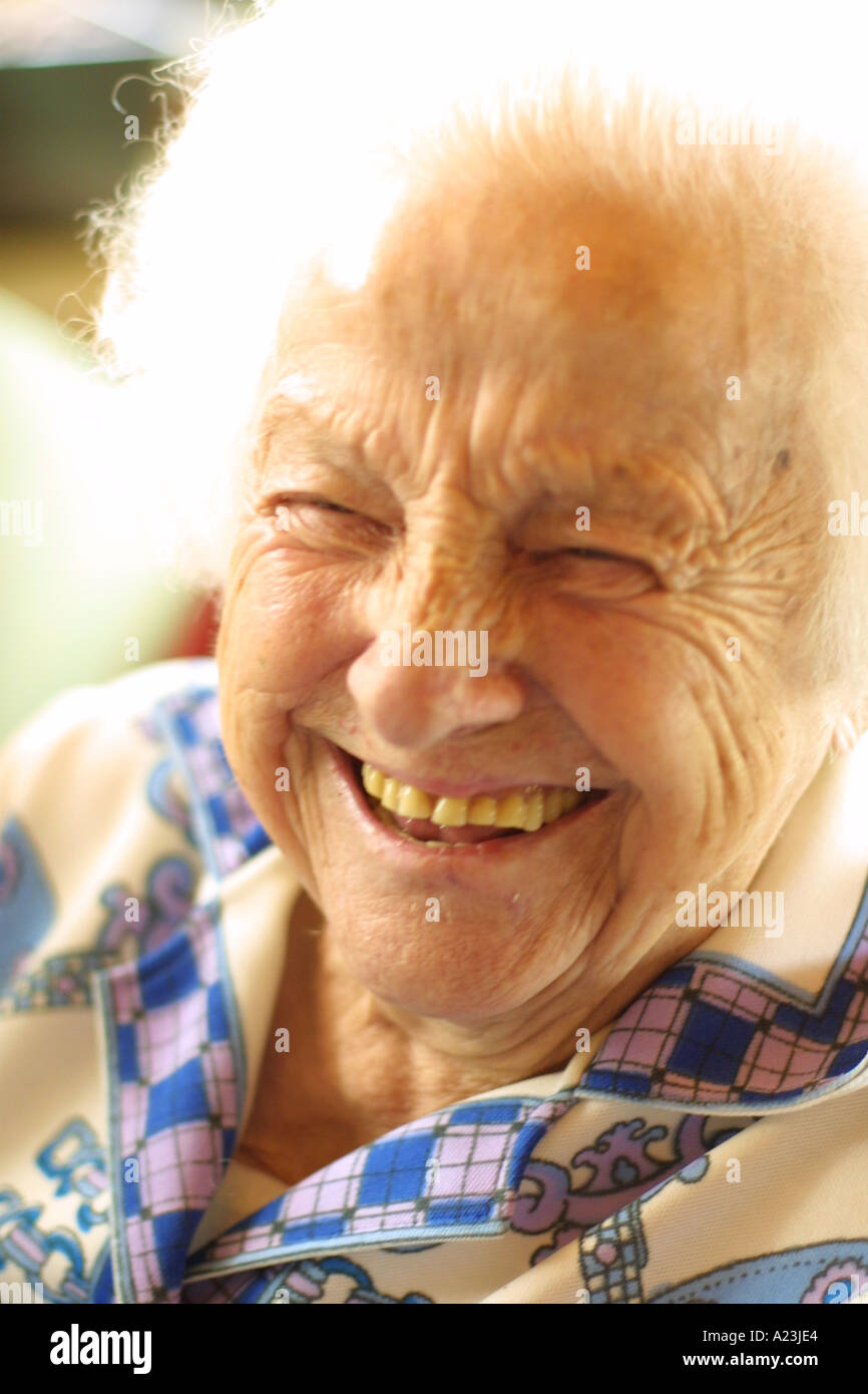 portrait of laughing old Lady Stock Photo - Alamy