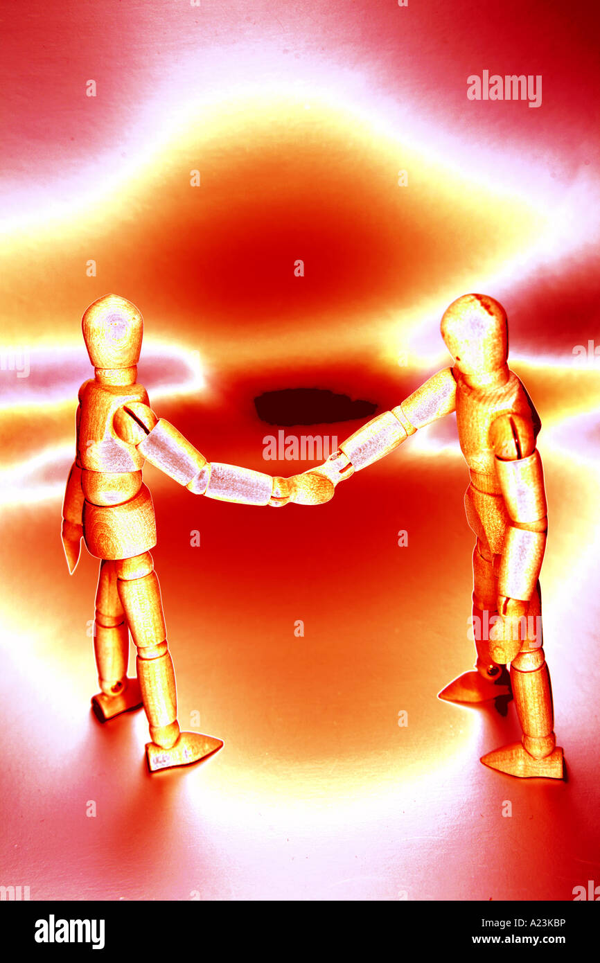 Figures shaking hands Stock Photo - Alamy