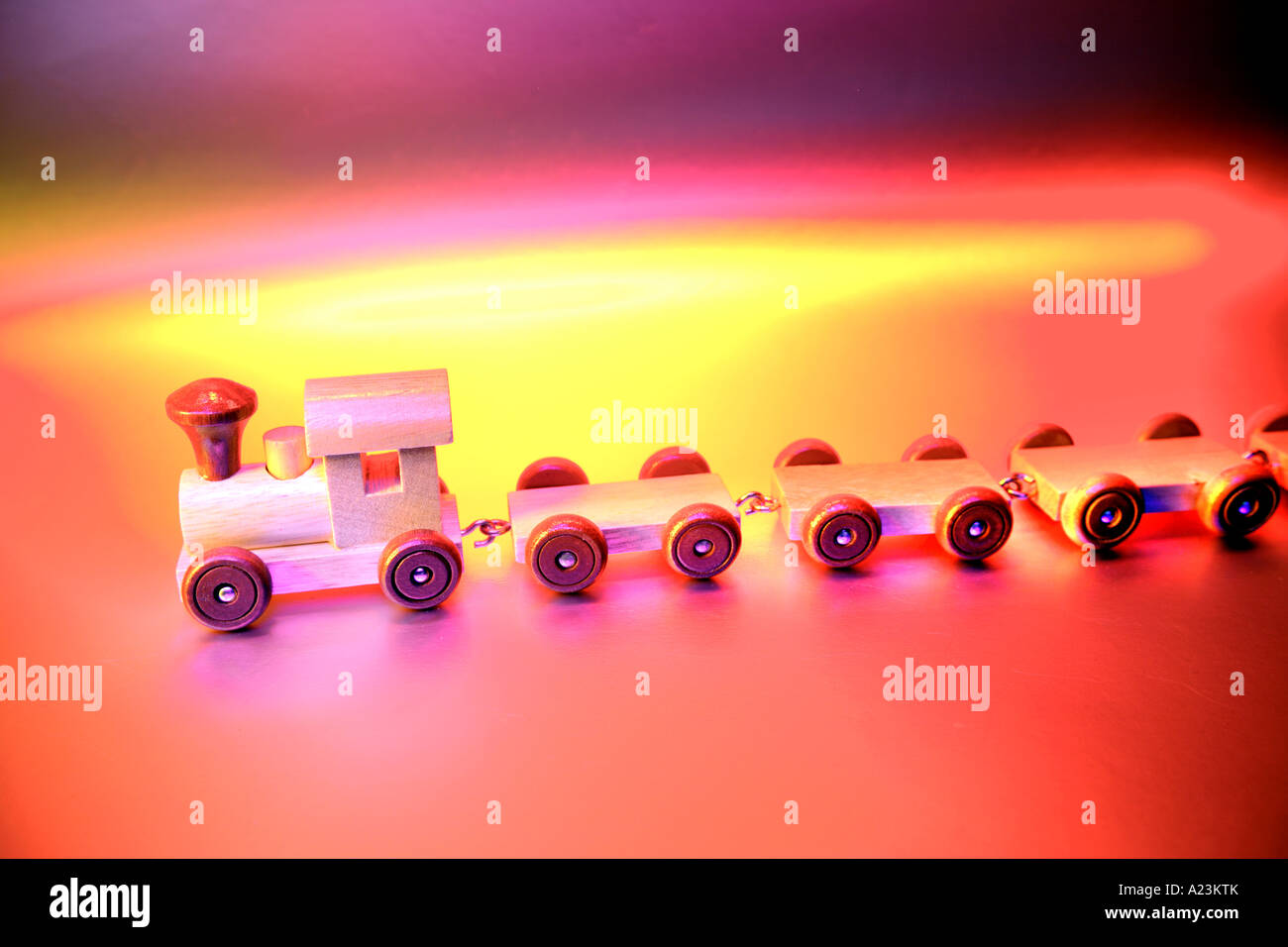 Wooden train and carriages Stock Photo - Alamy