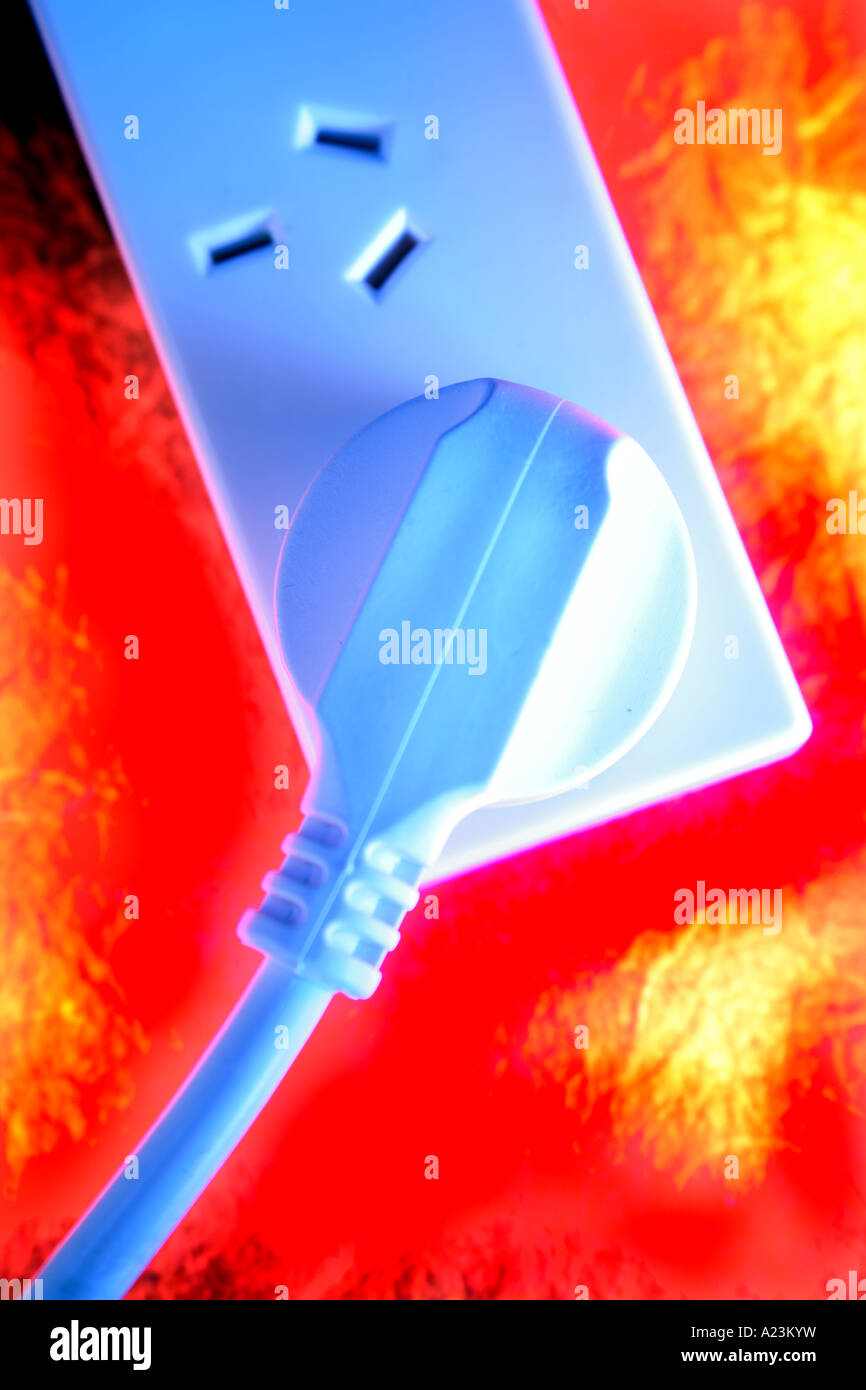 Electrical plug in powerboard Stock Photo - Alamy