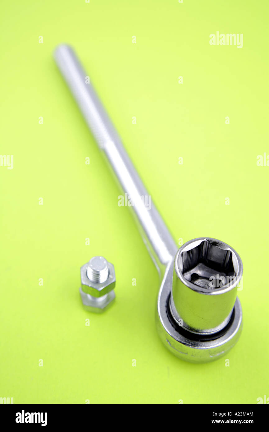 Socket, ratchet, nut and bolt Stock Photo - Alamy