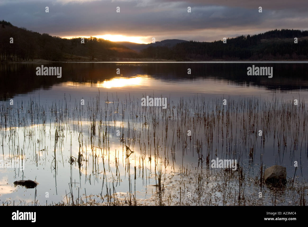 sunrise over loch callander scotland Stock Photo - Alamy