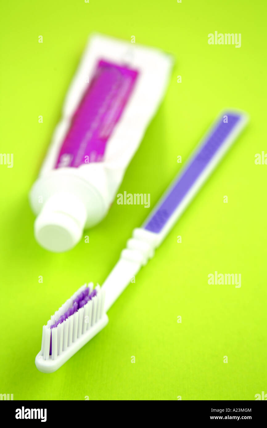 Toothbrush and tube of paste Stock Photo - Alamy
