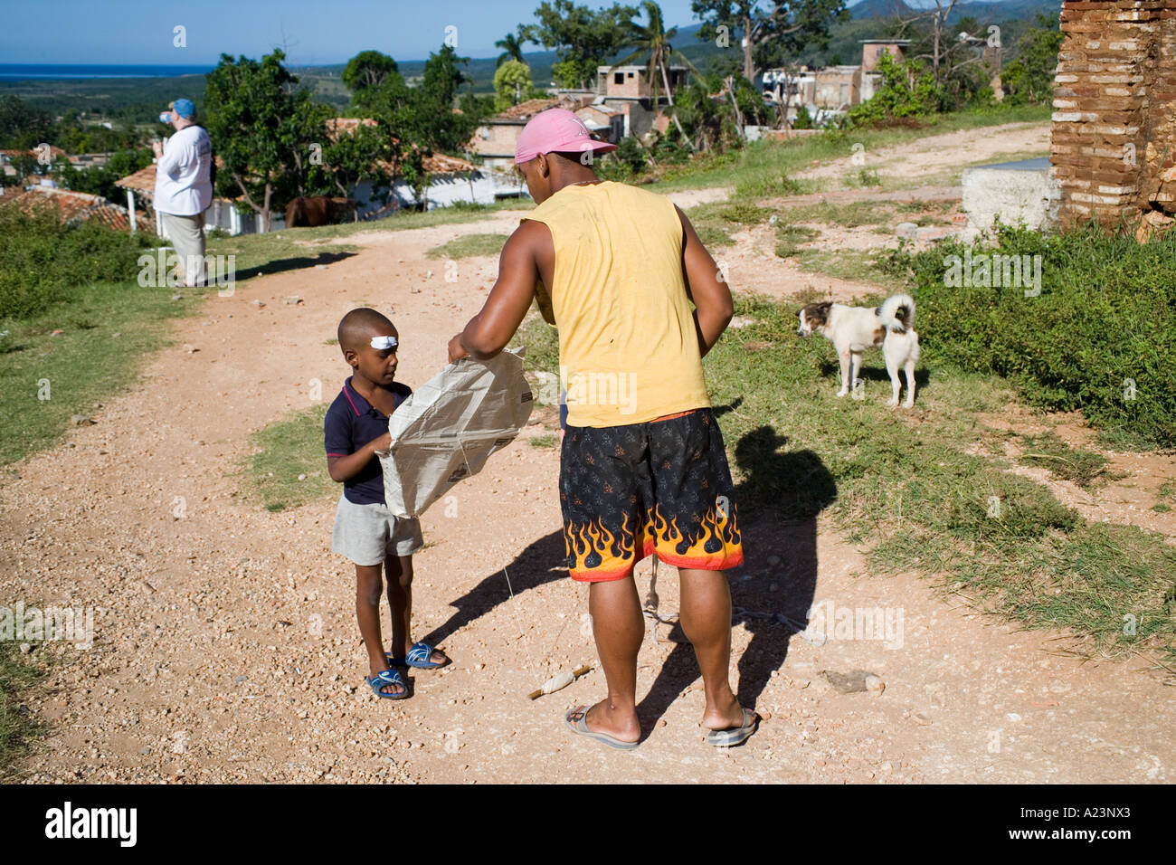 Father flying kite son on hi-res stock photography and images - Alamy
