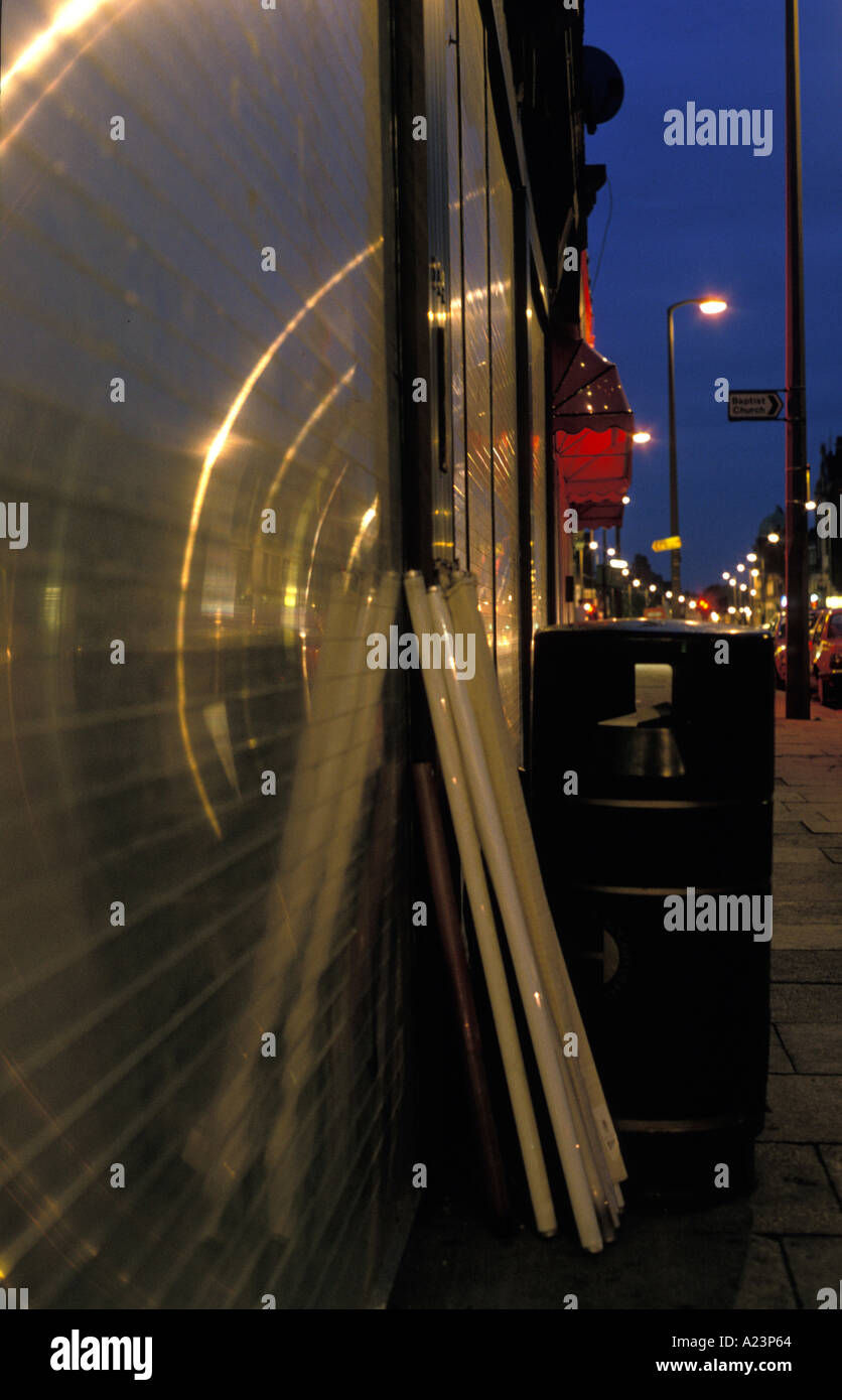 Street scene with discarded fluorescent tubes in Hackney London Stock ...