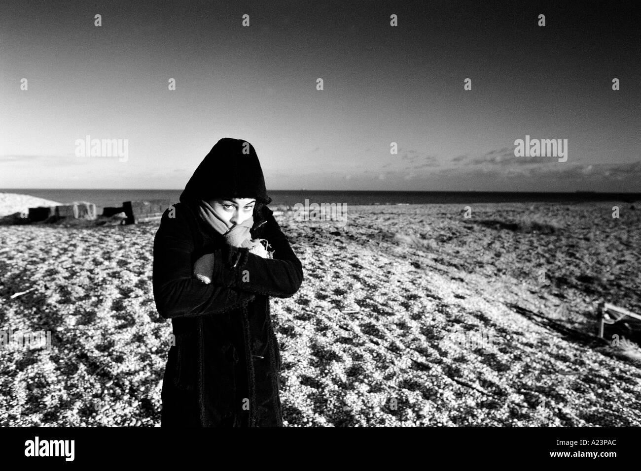 Freezing cold girl Stock Photo - Alamy