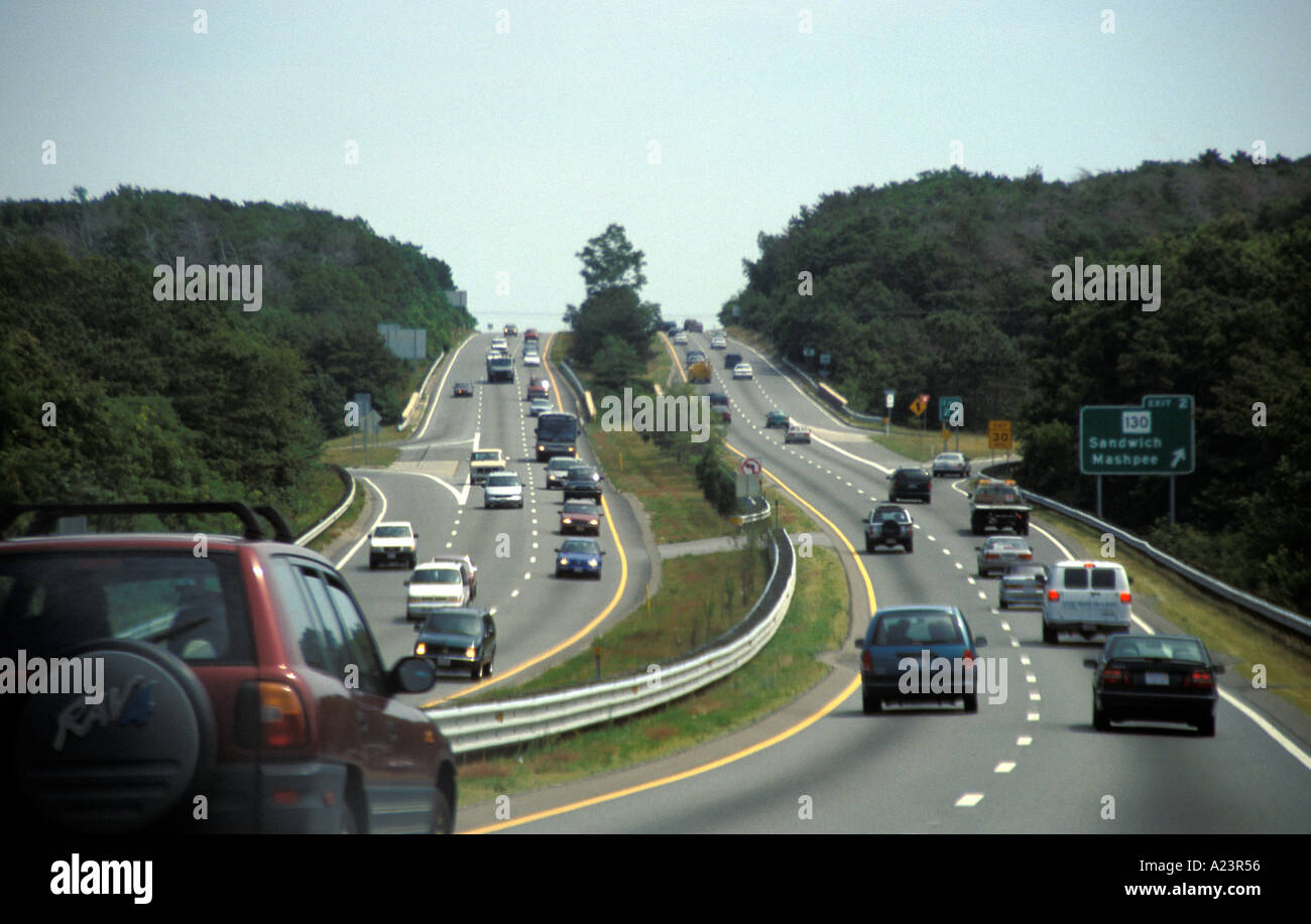 Two way traffic on Route 6A Cape Cod Massachusetts USA Stock Photo - Alamy