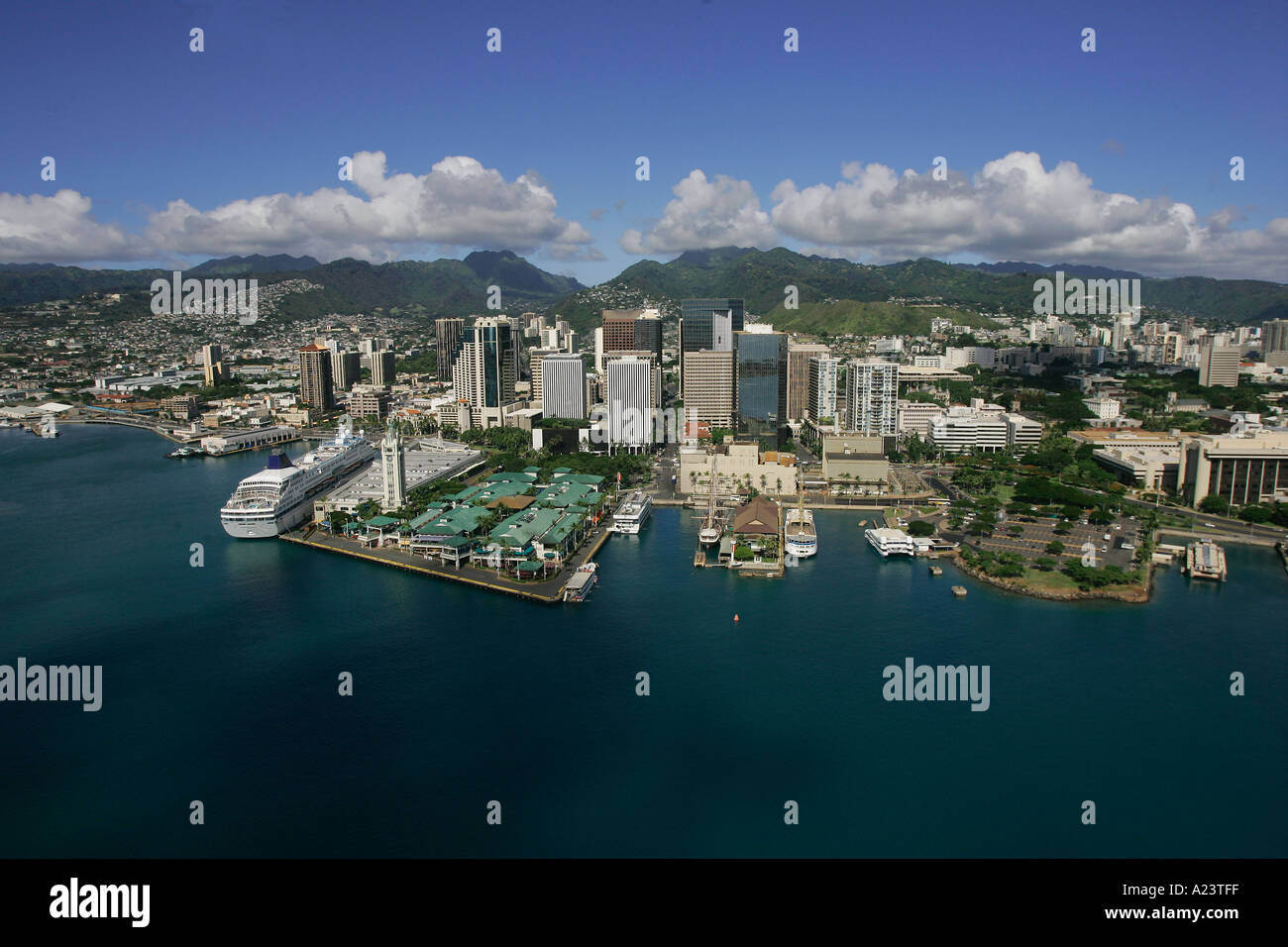 Aerial honolulu aloha tower hi-res stock photography and images - Alamy