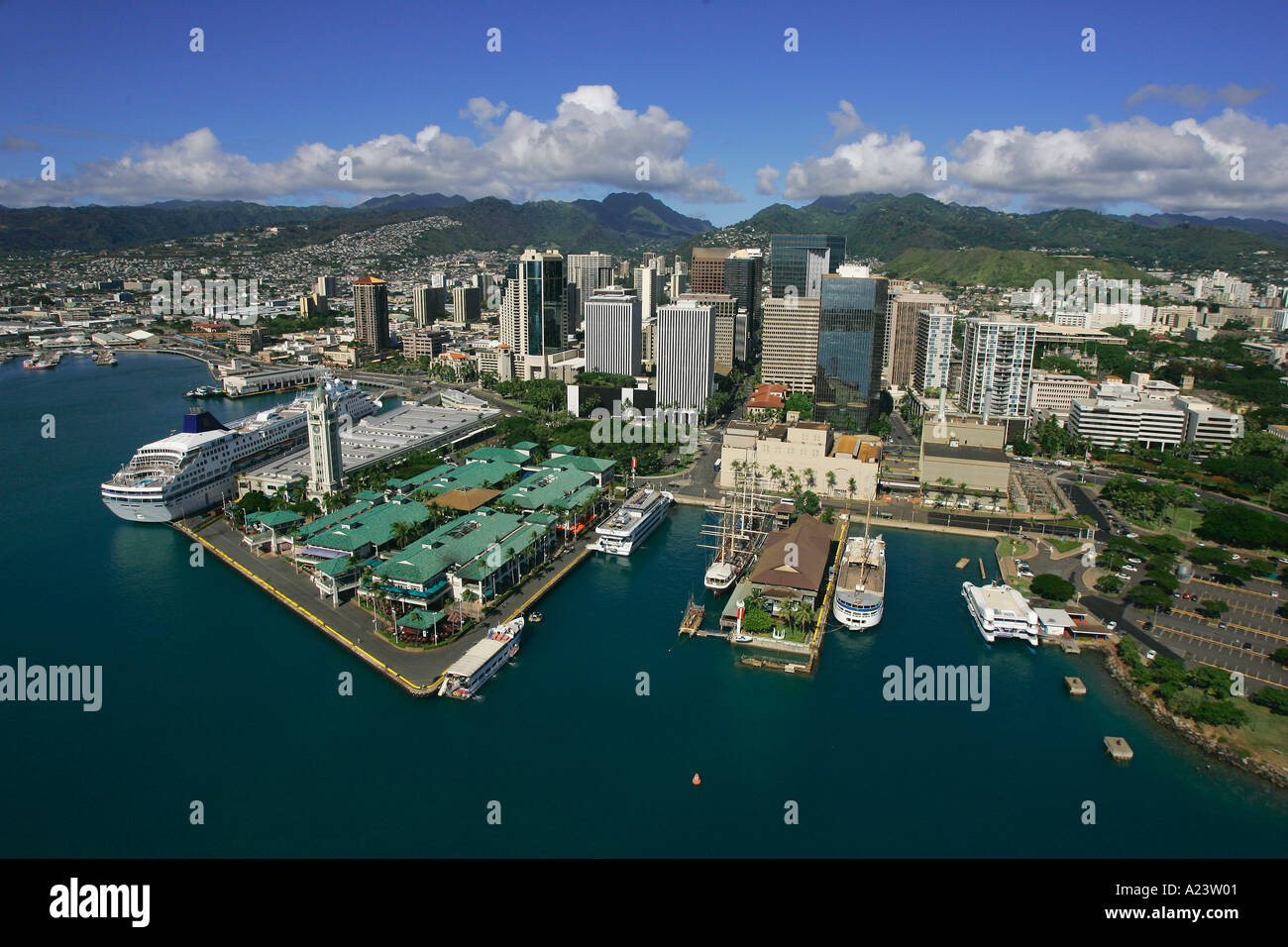 Aerial honolulu aloha tower hi-res stock photography and images - Alamy