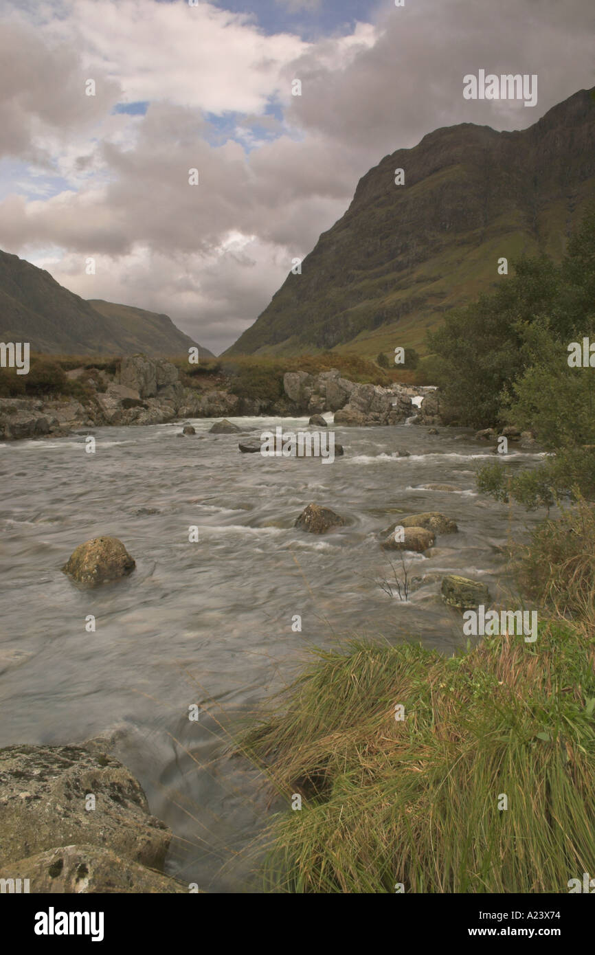 River Coe in Glencoe valley in the Scottish Highlands in Scotland Stock ...