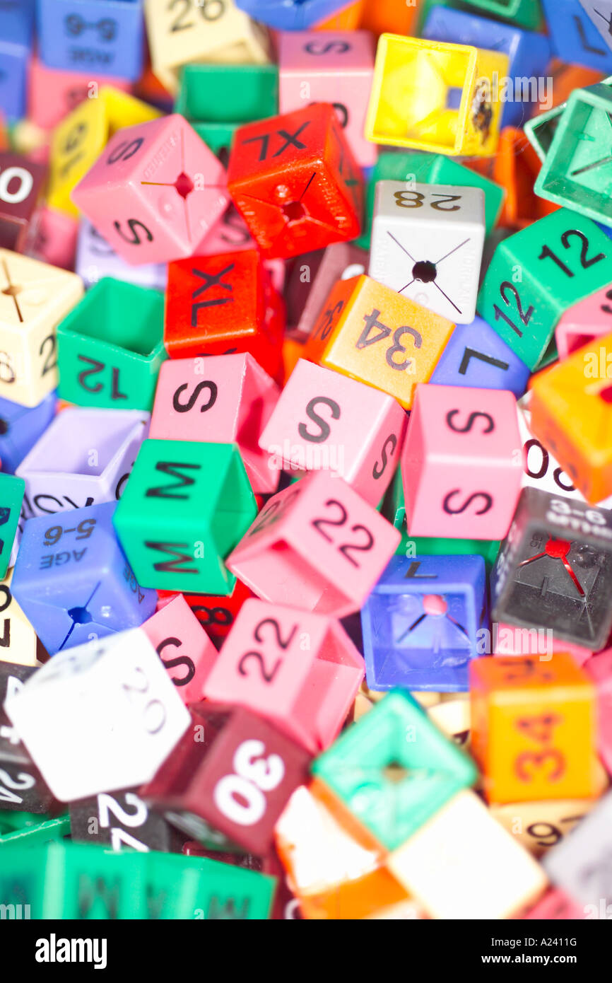 plastic hanger markers / sizing tags for the retail industry Stock ...