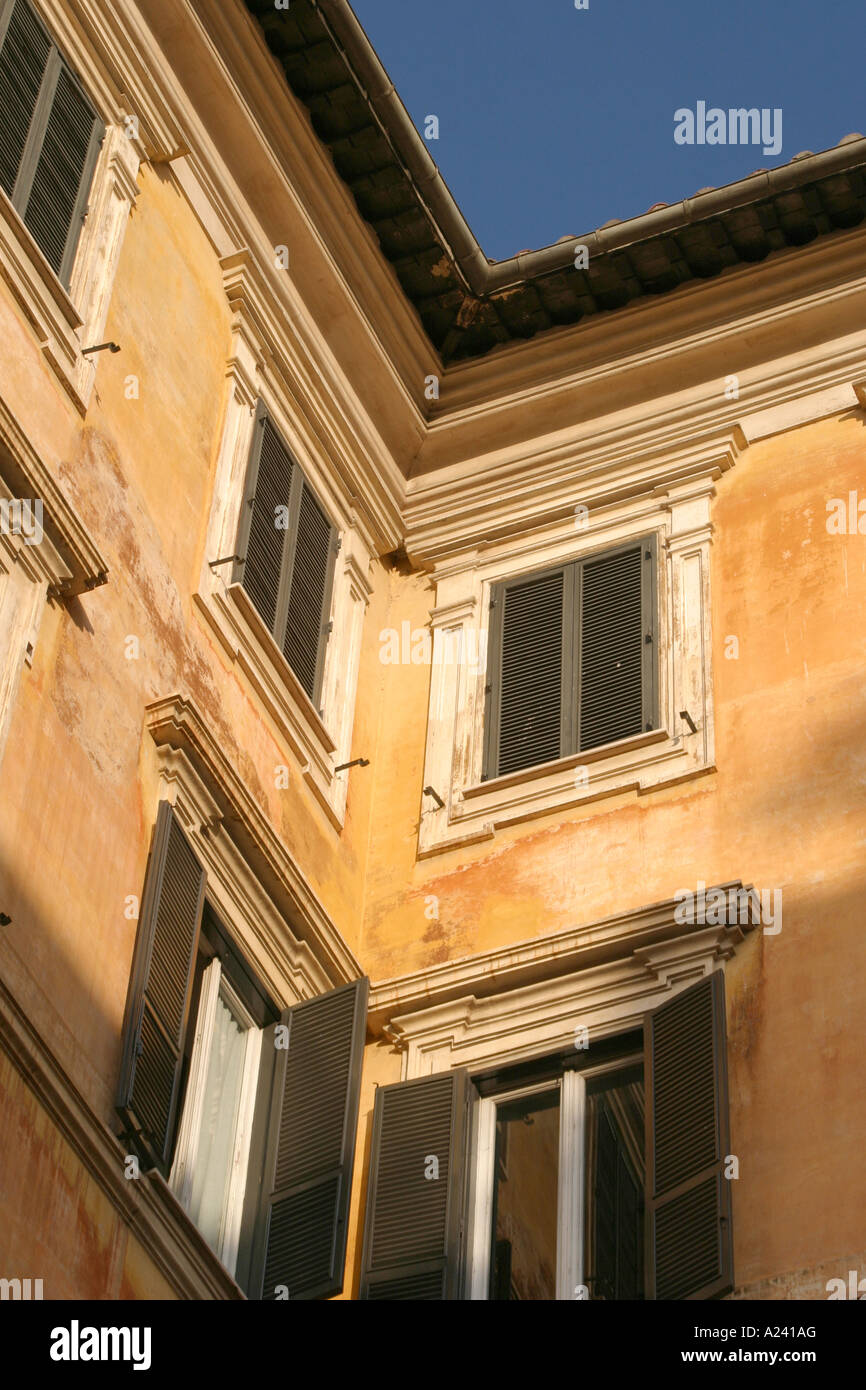 Typical mellow colours of dwellings in central Rome Italy Stock Photo ...