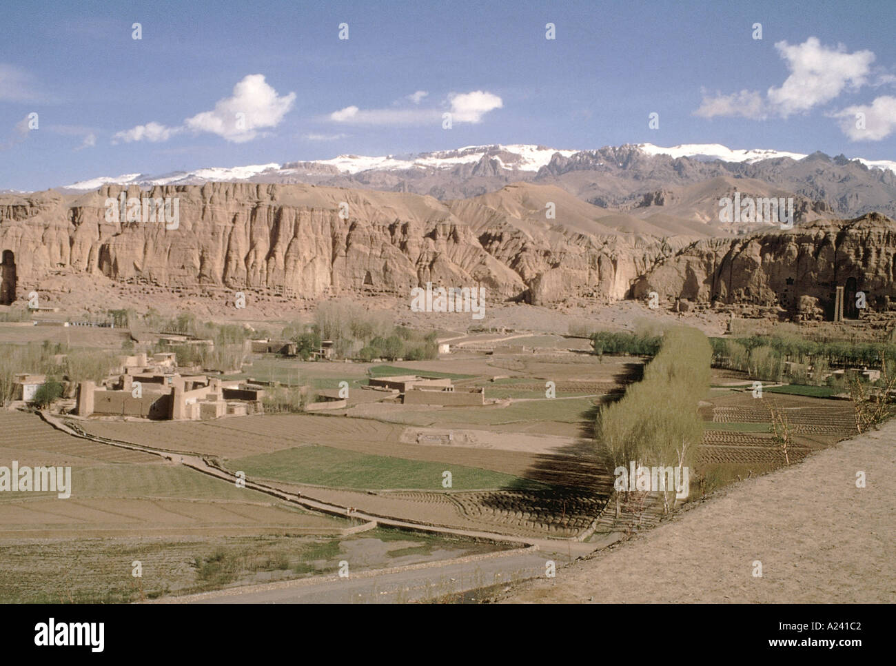 Bamiyan a 175 feet cliff with a 120 feet Buddha to the left Afghanistan ...