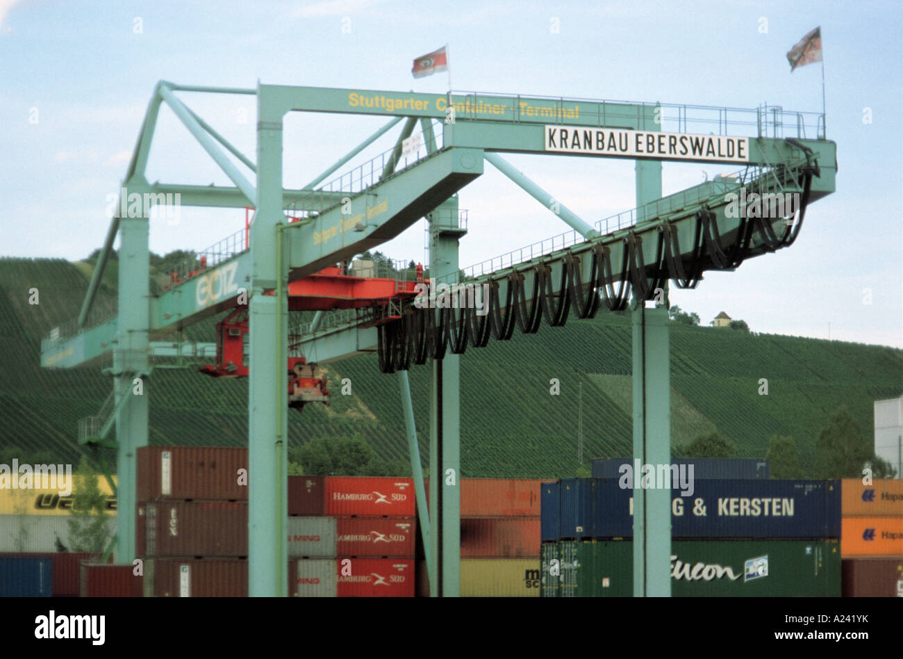 The container terminal in the harbor of Stuttgart Germany Stock Photo ...