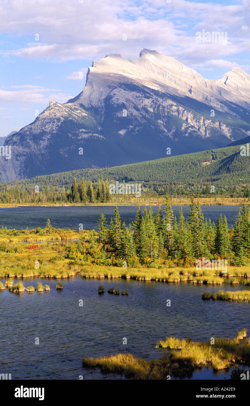 Canada Alberta Banff National Park Mount Rundle and the Vermilion Lakes ...