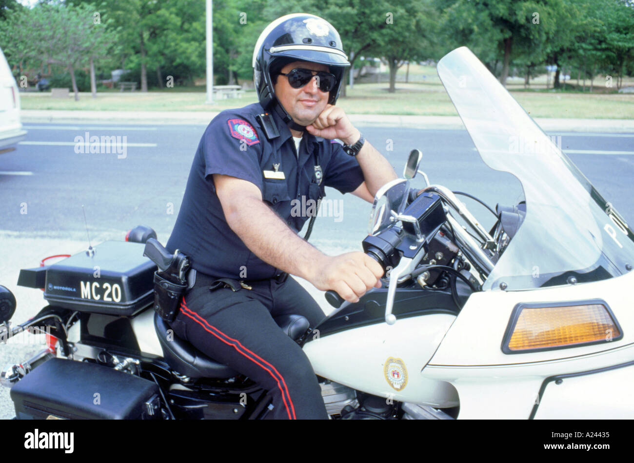 Policeman on 1994 Harley Davidson Austin Texas Stock Photo - Alamy