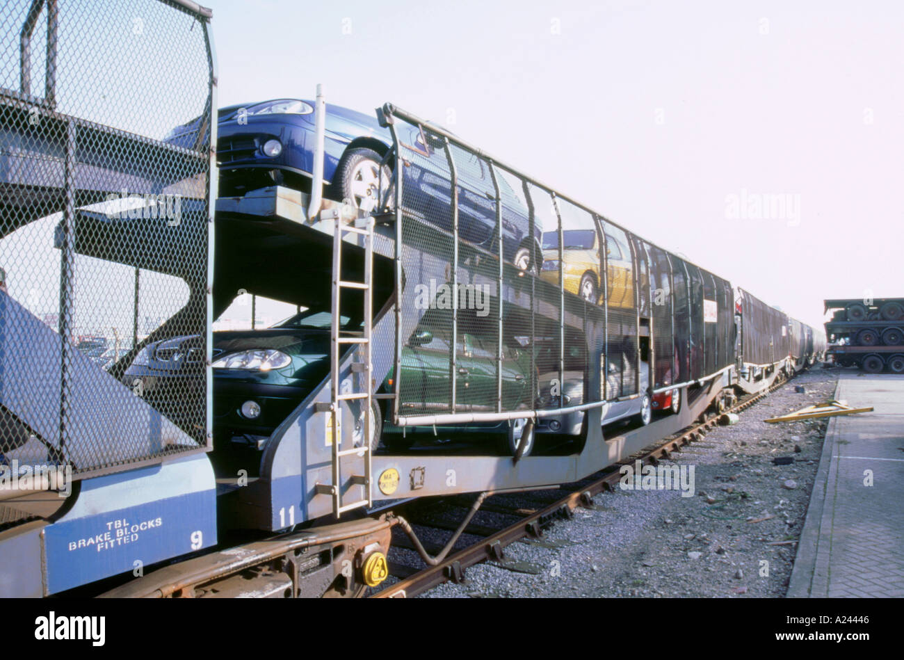 Rail Car Transporter Stock Photo - Alamy