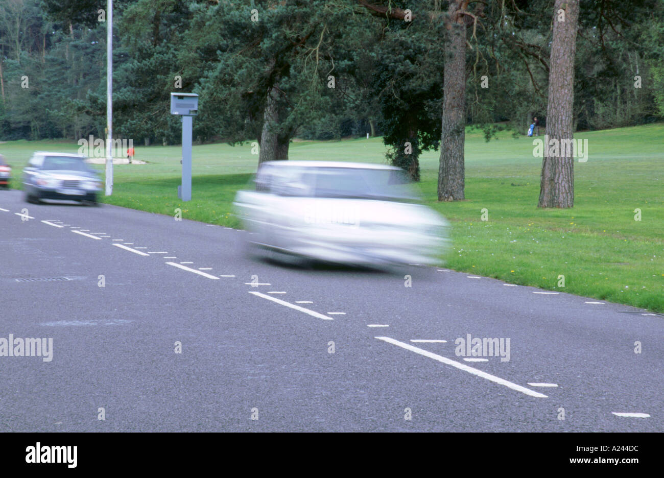 Speed Camera and road markings Stock Photo - Alamy