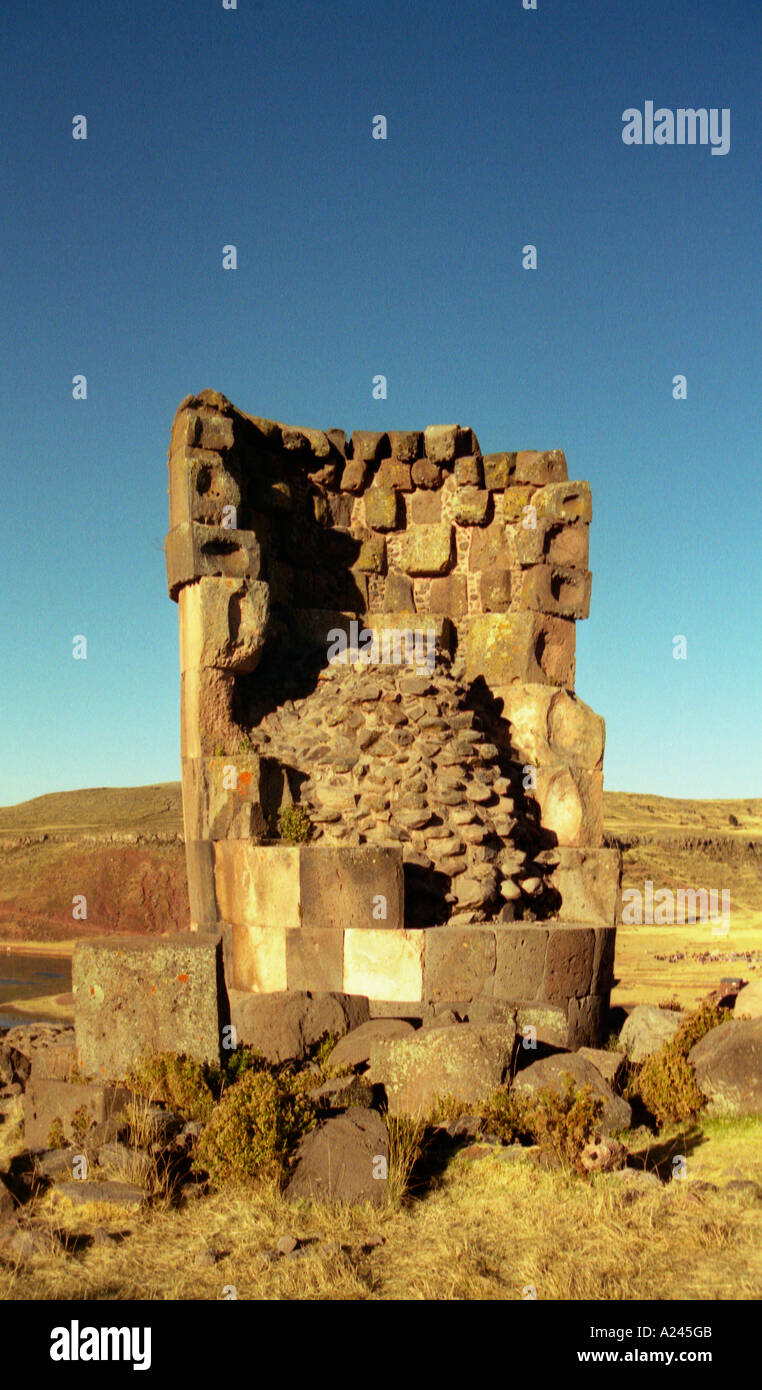 Funerary tower Chullpa, of the Colla people, Puno area, Peru Stock ...